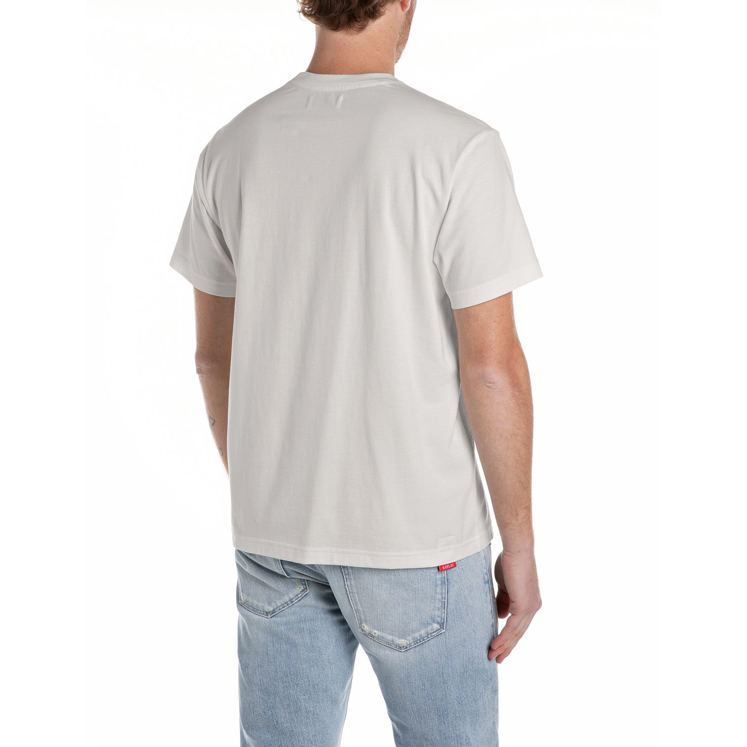 REPLAY МЪЖКА БЛУЗА JERSEY T-SHIRT WITH RED R LOGO В ГЛИНЕНО БЕЖОВО ...